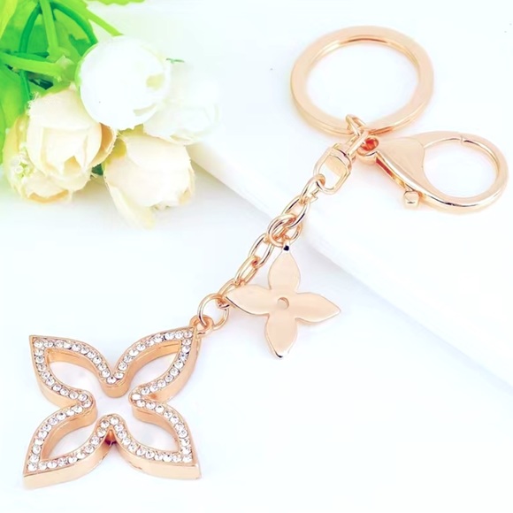 Accessories | Nwt Luxury Inspired Rhinestone Gold Bag Charm Keychain ...